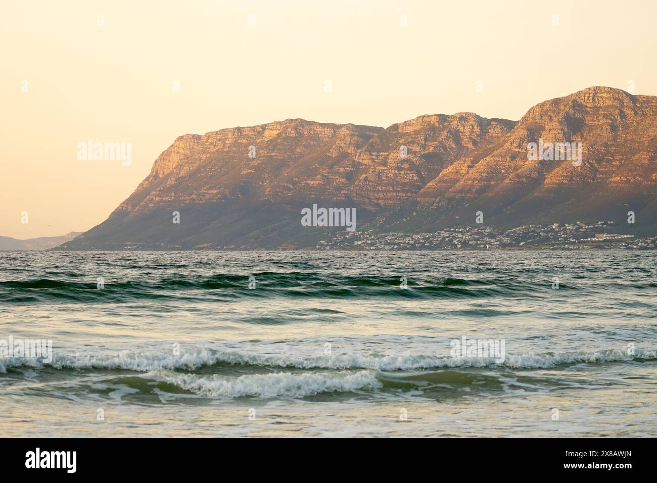 landscape, seascape early morning view from Muizenberg beach onto the ...
