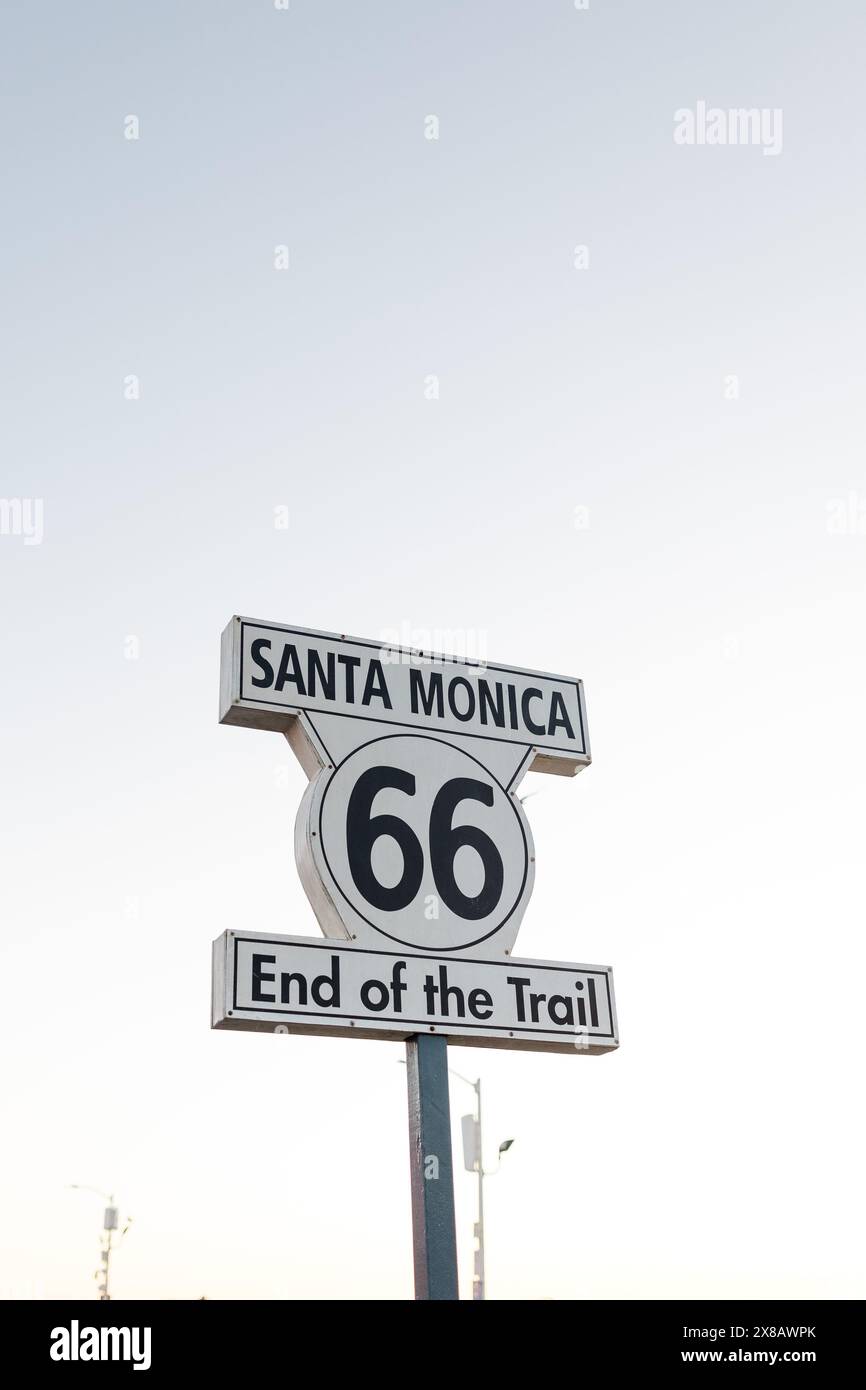 Santa Monica Pier, End of Route 66 Sign in Los Angeles Stock Photo - Alamy