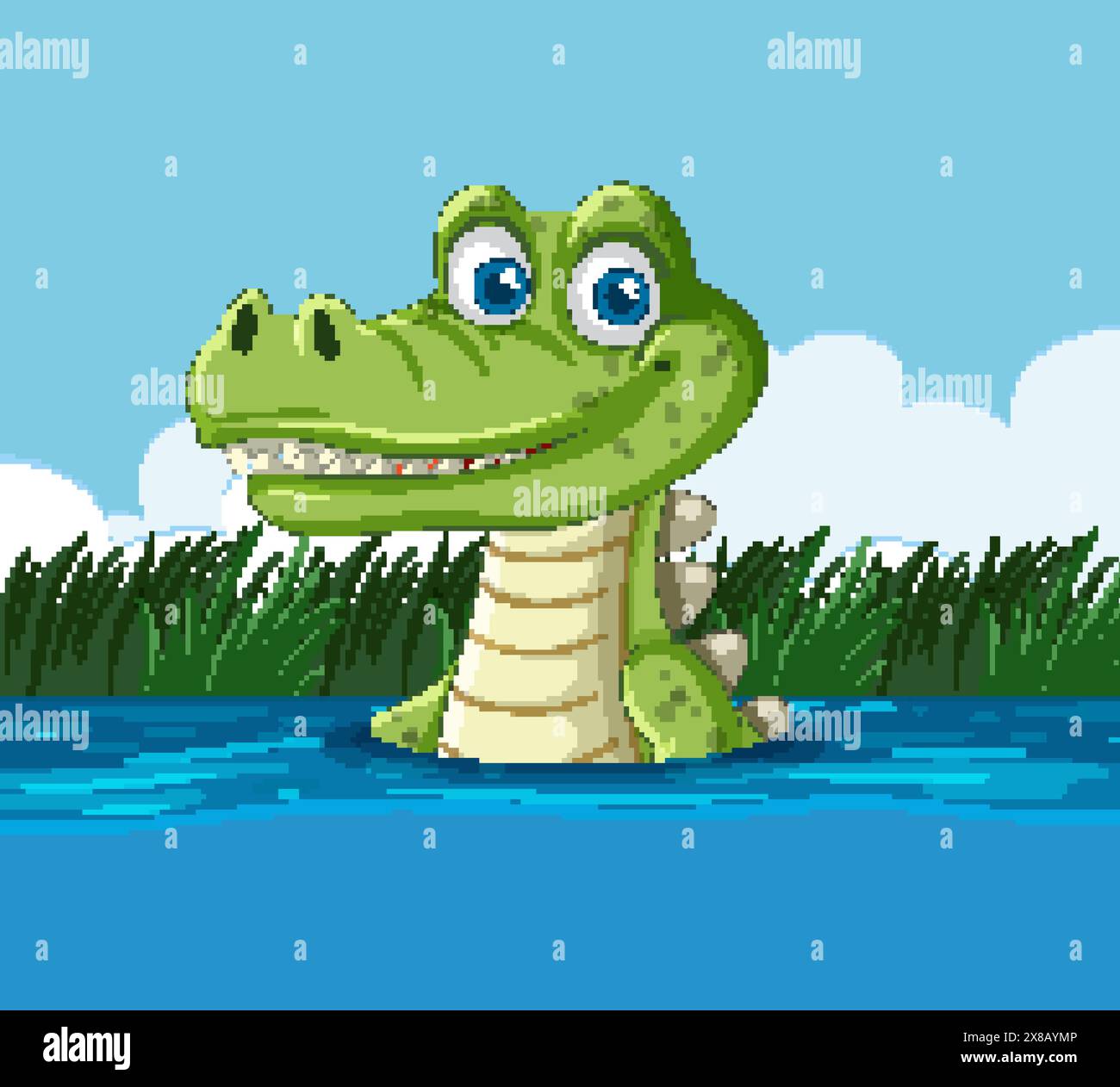Clipart Alligator In Water Crocodile Water In Water Stock Vector