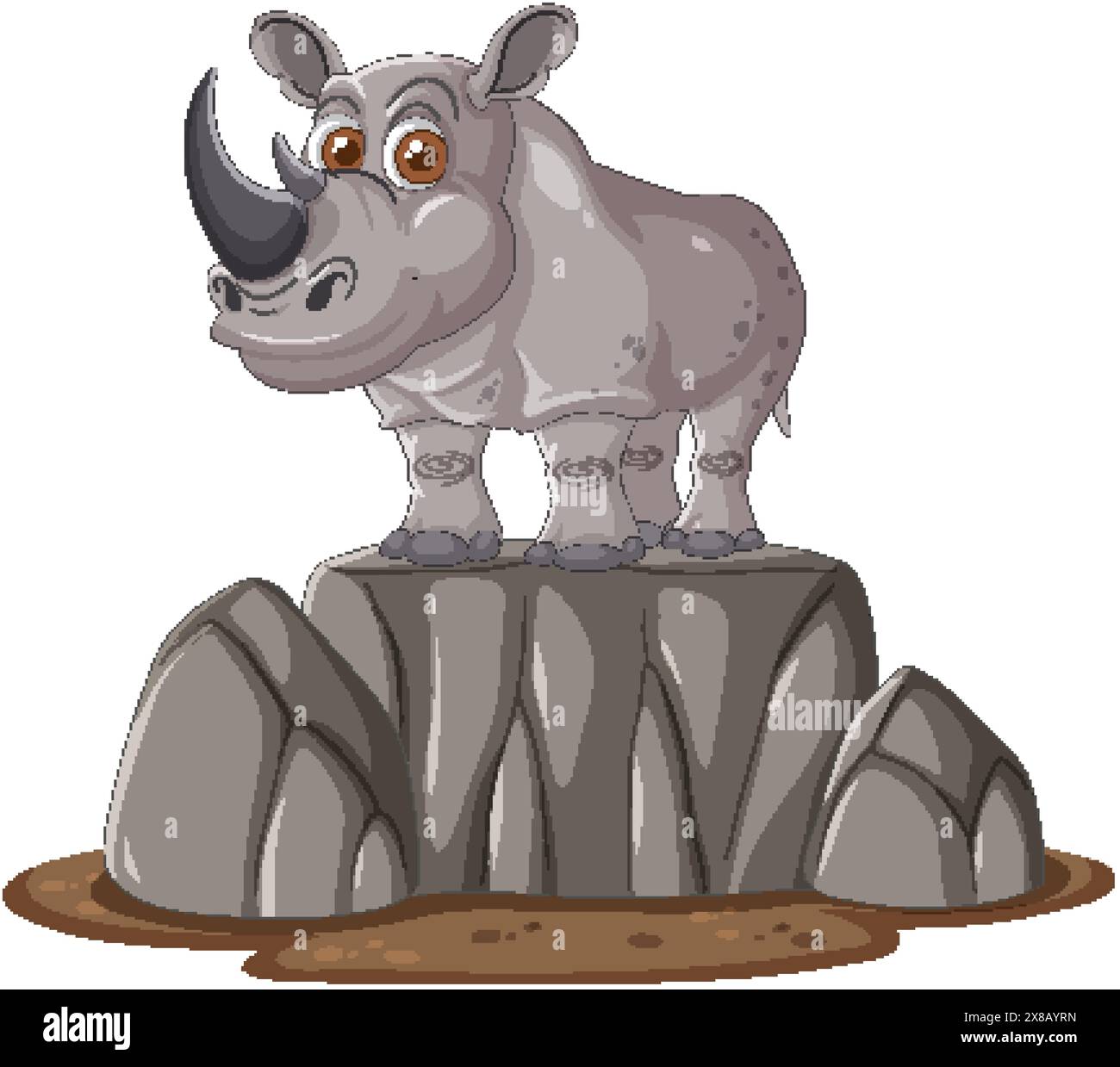 Cute rhino standing on large rocks Stock Vector Image & Art - Alamy