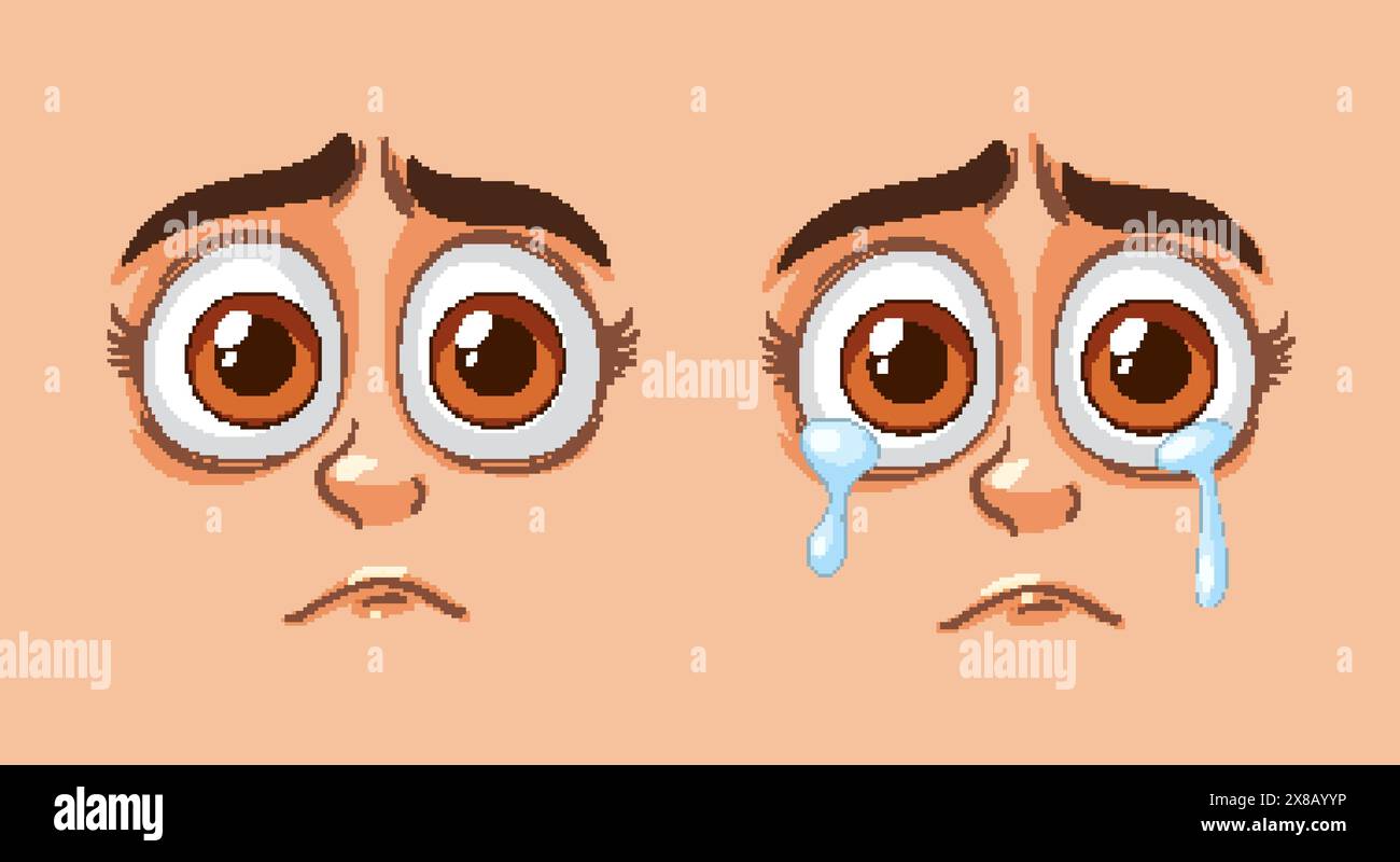 Two sad faces, one with tears Stock Vector Image & Art - Alamy