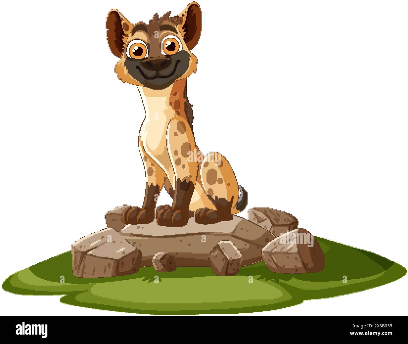 Smiling hyena sitting on rocks, green grass Stock Vector Image & Art ...