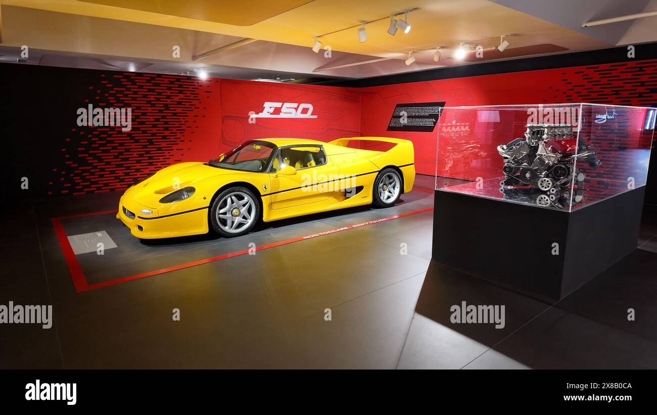 Interior of Ferrari museum in Maranello with prize-winning Ferrari ...