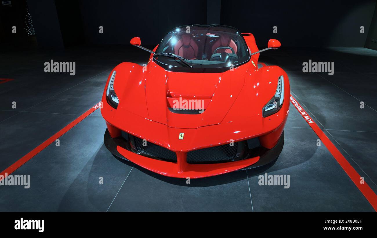 Interior of Ferrari museum in Maranello with prize-winning Ferrari ...