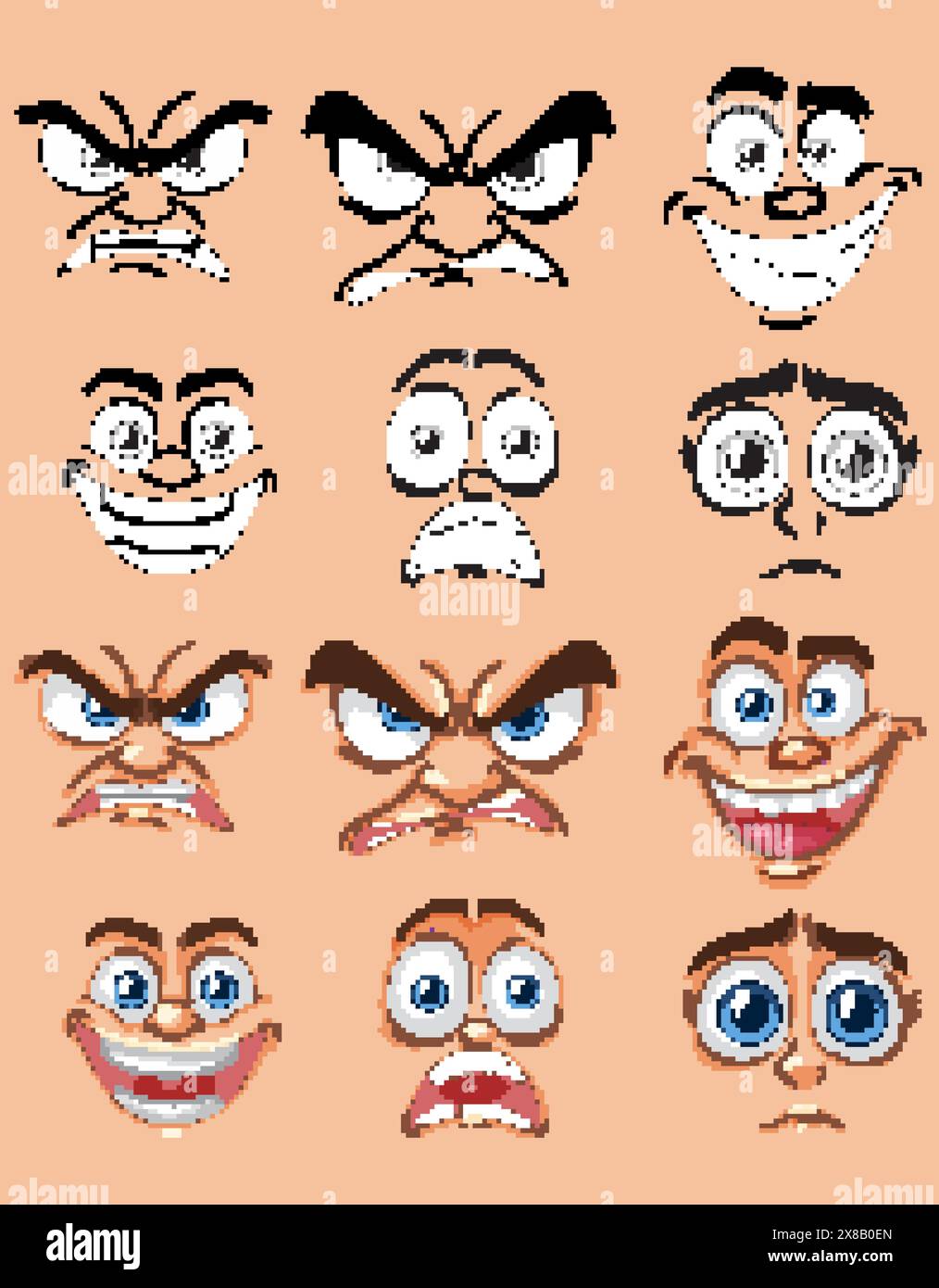 A collection of diverse cartoon facial expressions Stock Vector Image ...