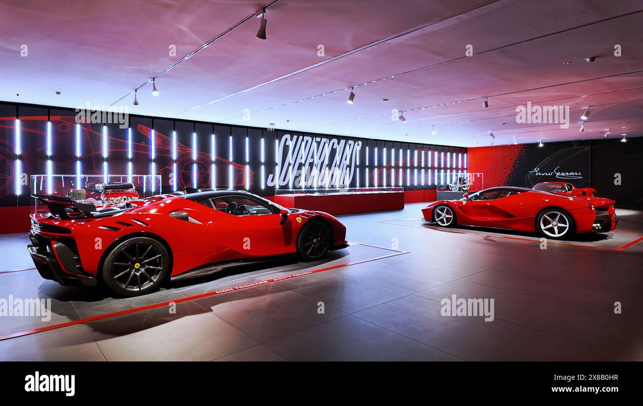 Interior of Ferrari museum in Maranello with prize-winning Ferrari ...