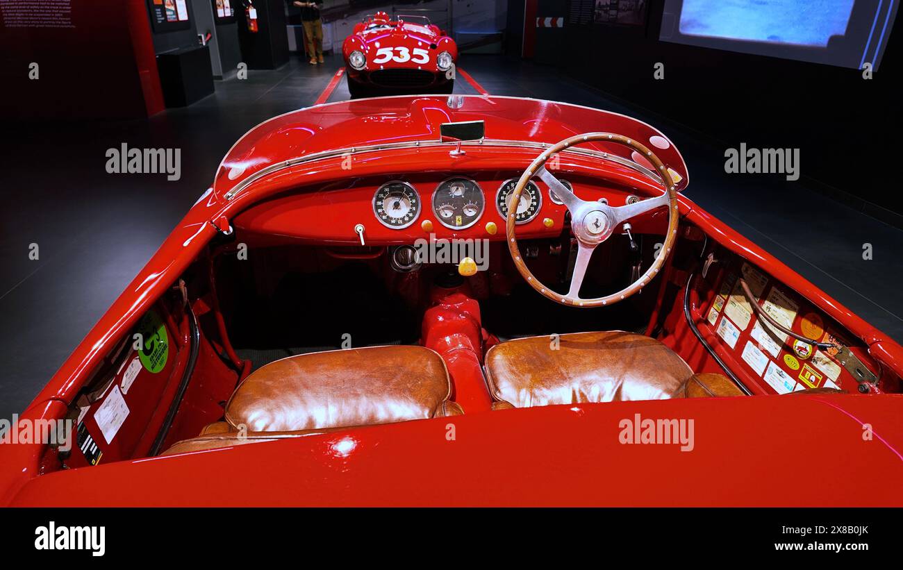 Interior of Ferrari museum in Maranello with prize-winning Ferrari ...