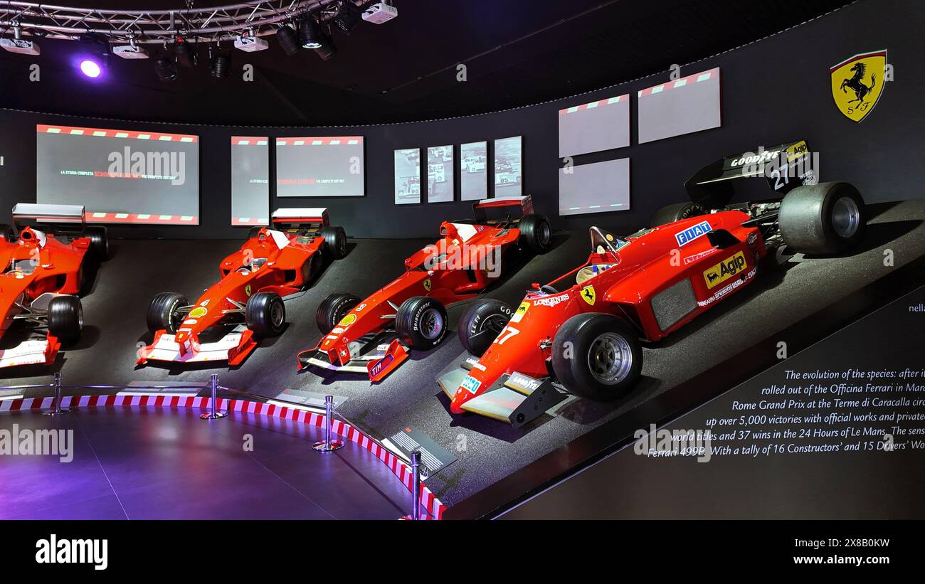 Interior of Ferrari museum in Maranello with prize-winning Ferrari ...
