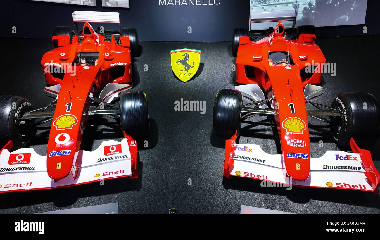 Interior of Ferrari museum in Maranello with prize-winning Ferrari ...