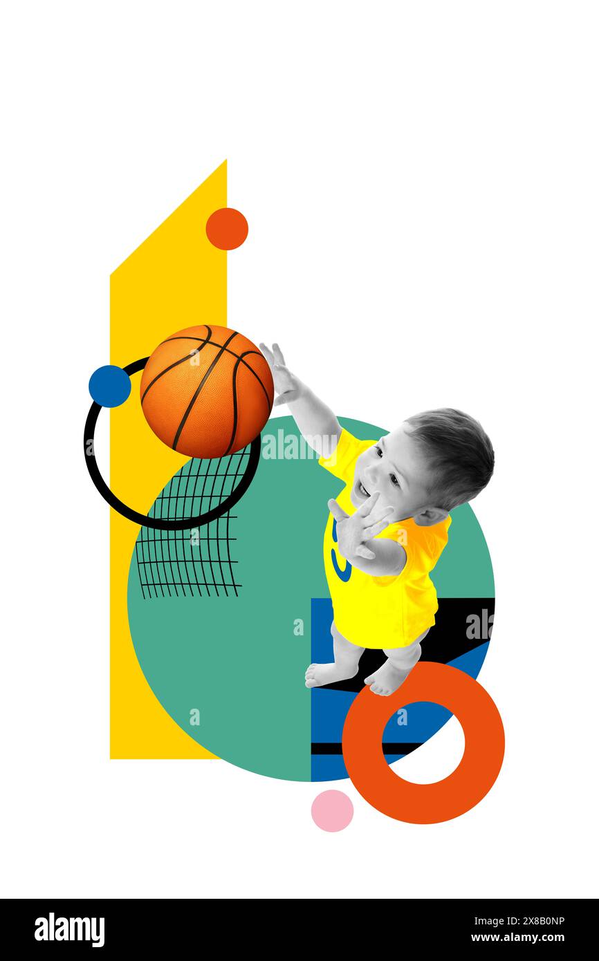 Future Athlete. Little boy, child playing basketball on light ...