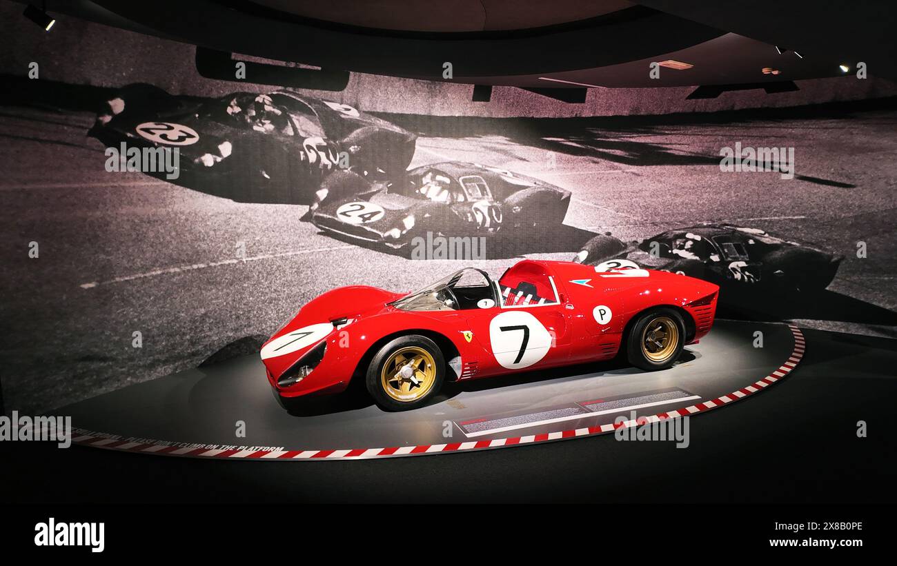 Interior of Ferrari museum in Maranello with prize-winning Ferrari ...