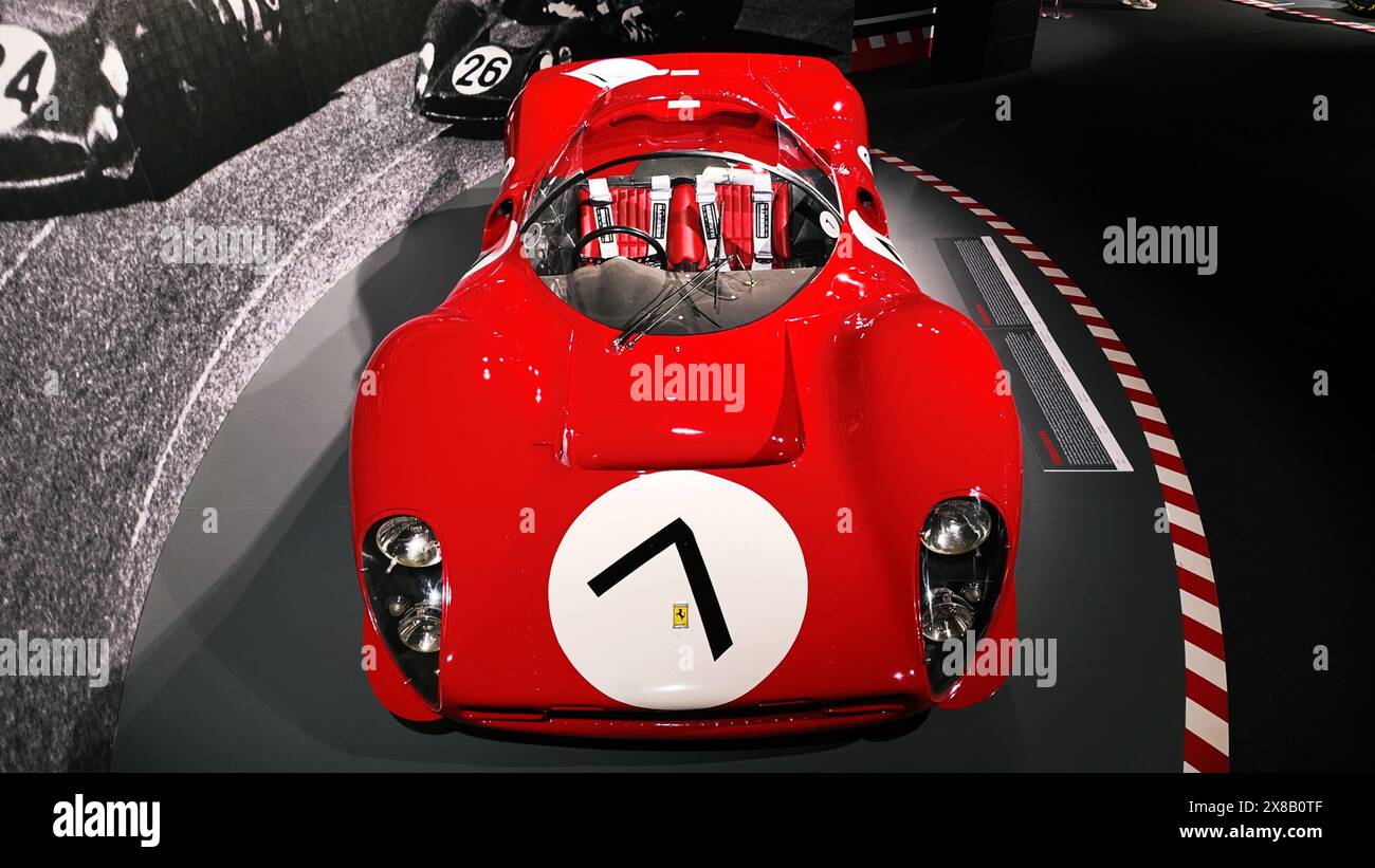 Interior of Ferrari museum in Maranello with prize-winning Ferrari ...