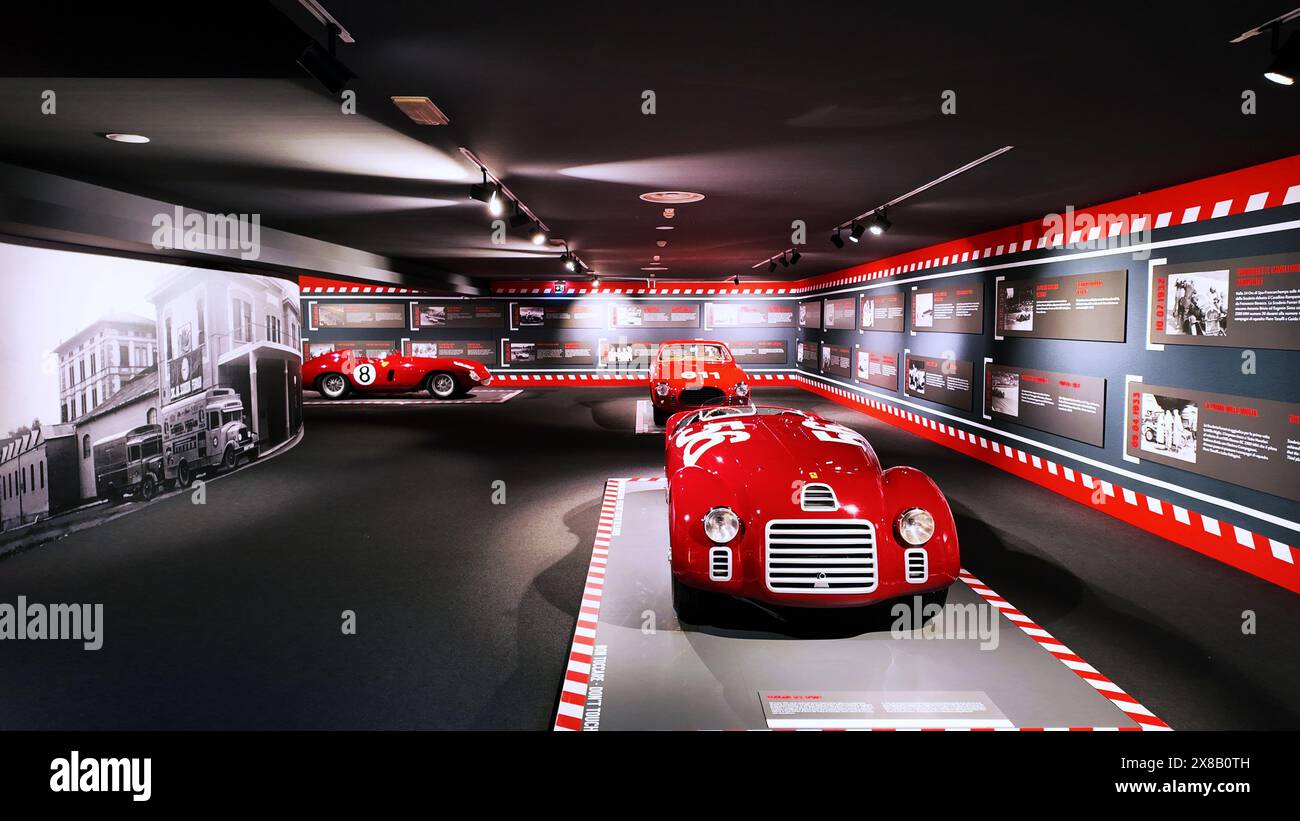 Interior of Ferrari museum in Maranello with prize-winning Ferrari ...