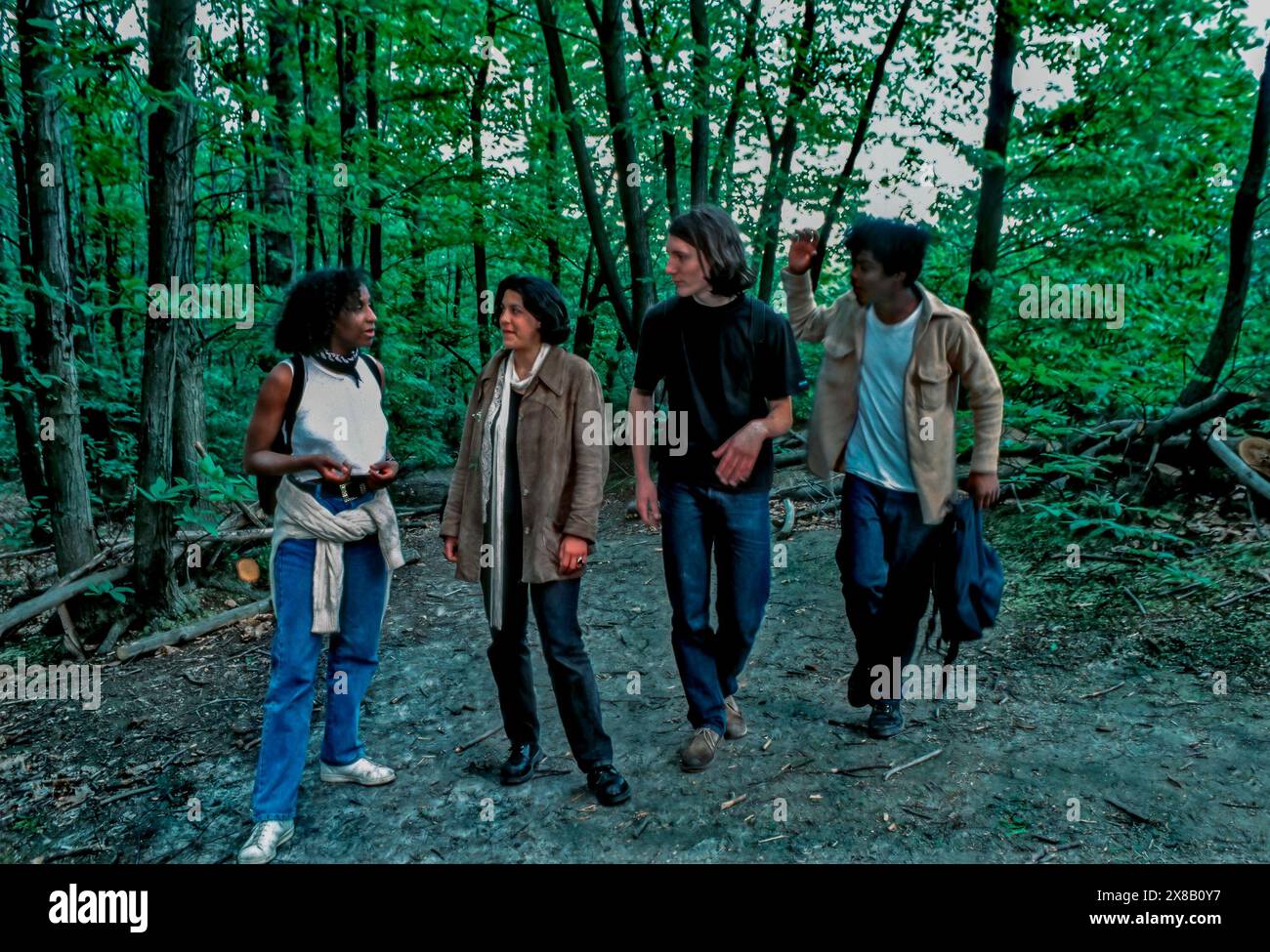 Paris, France, Mixed Group of Four Teens Talking, Promenading Outside ...