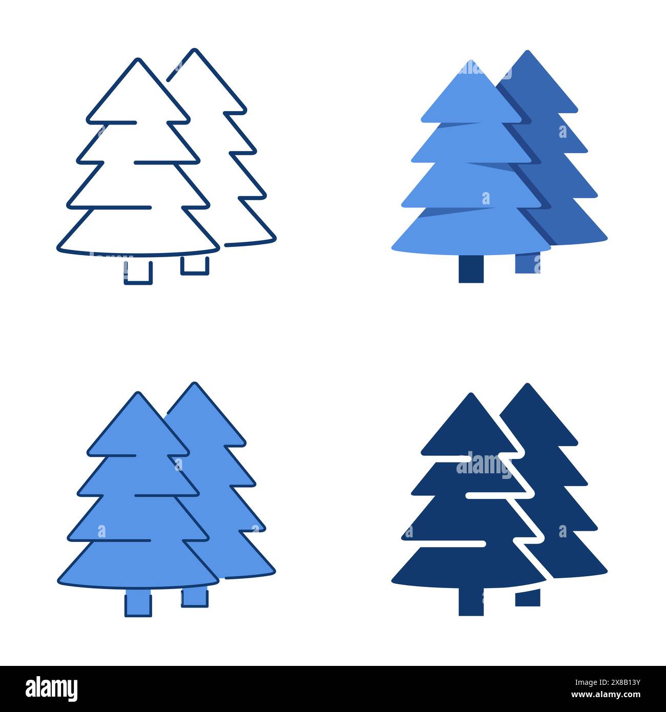 Fir tree icon set in flat and line style. Coniferous forest symbol ... Fir tree icon set in flat and line style. Coniferous forest symbol ...