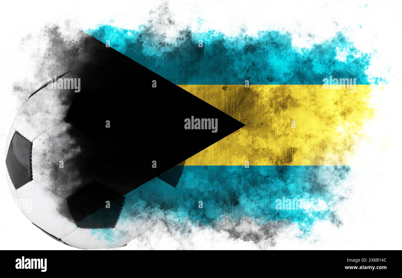 White background with Bahamas flag and soccer ball Stock Photo - Alamy