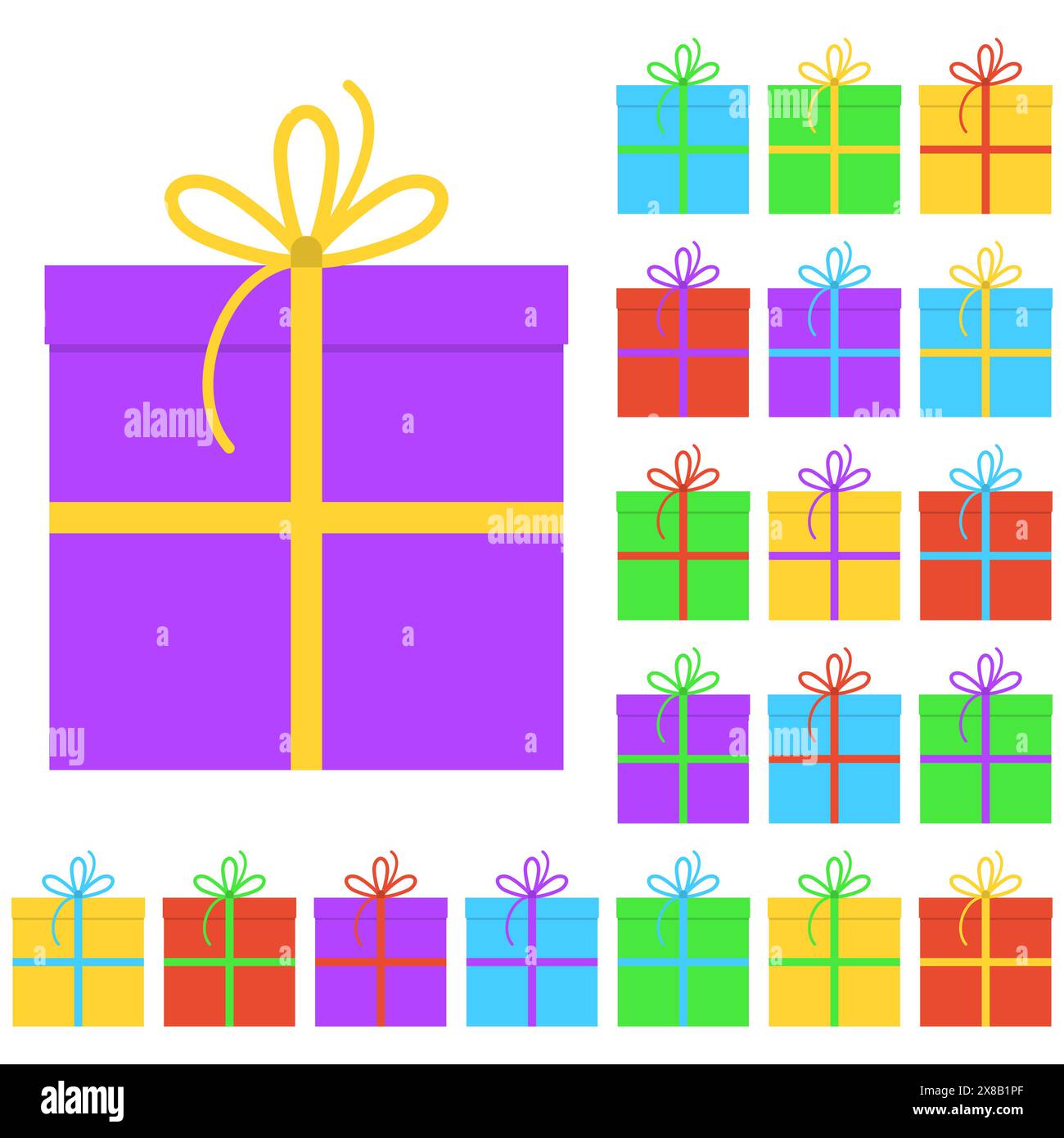 Collection of twenty multi colored gift boxes. Vector illustration ...