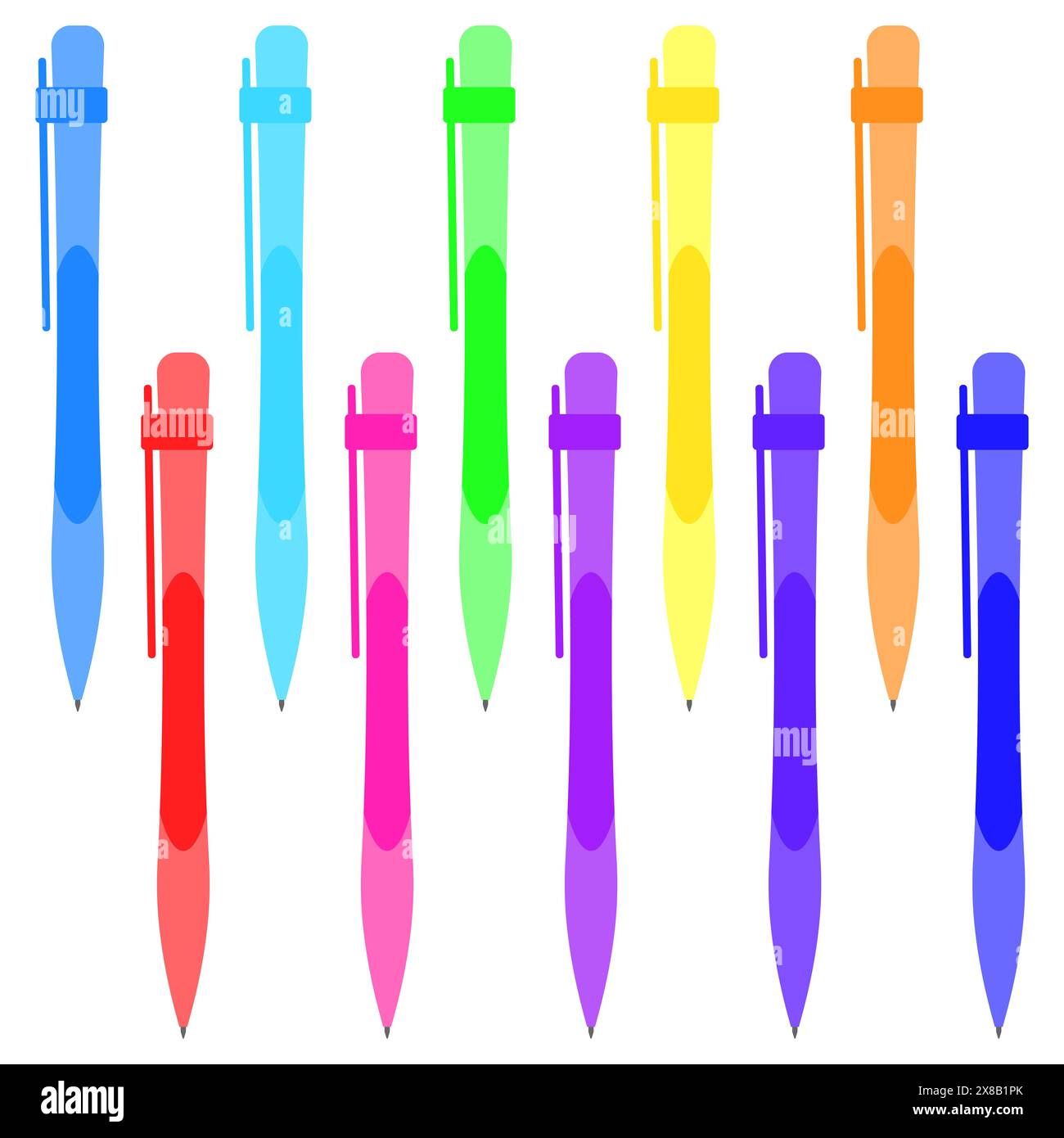 Set of multi-colored pens on a white background. Vector illustration ...