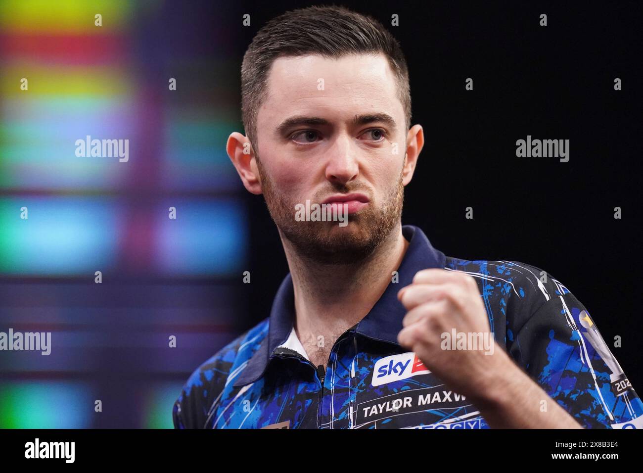 London, UK. 23rd May, 2024. Luke Humphries reacts during the 2024 ...