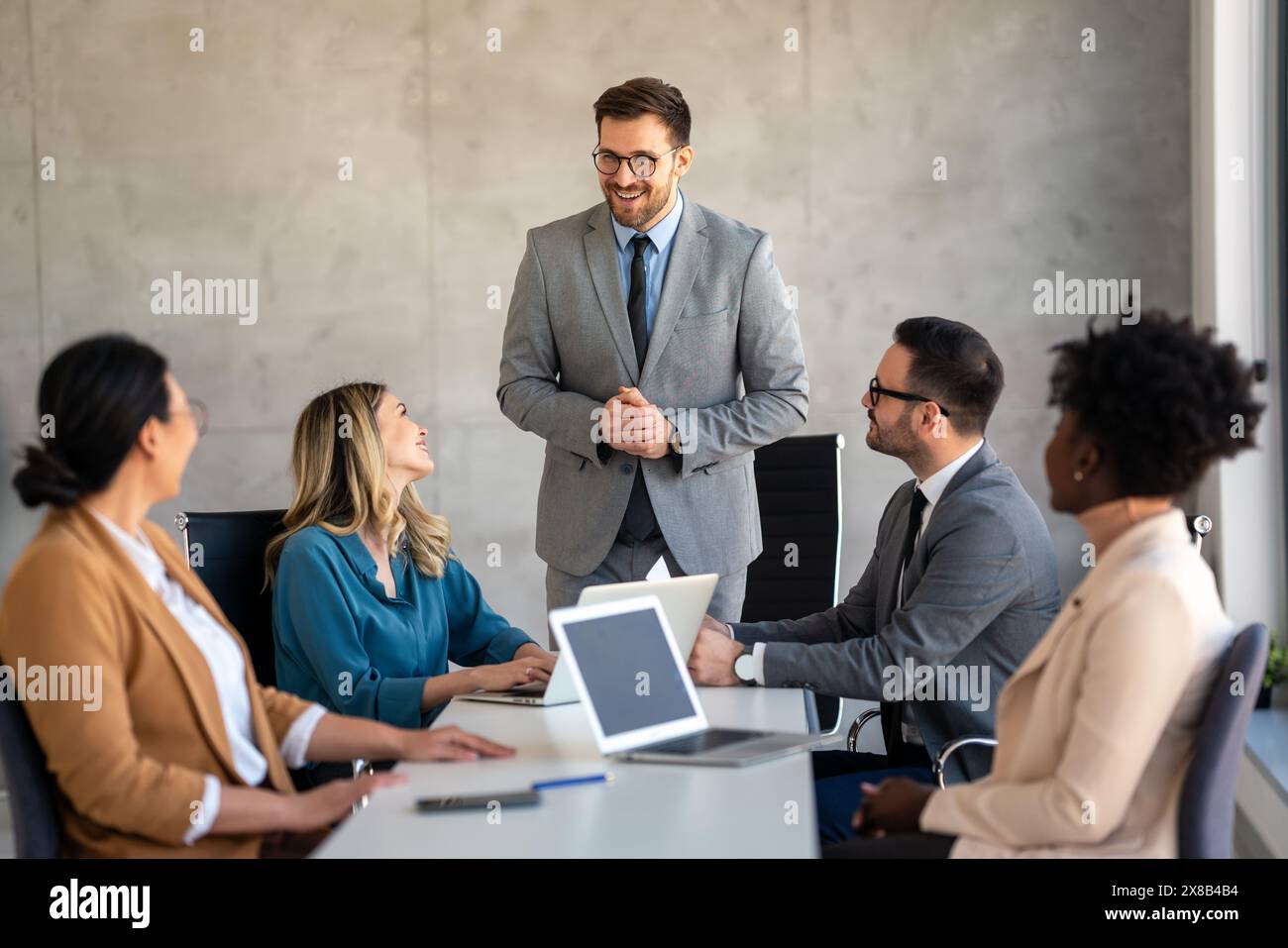 Multicultural professional businesspeople working hi-res stock ...