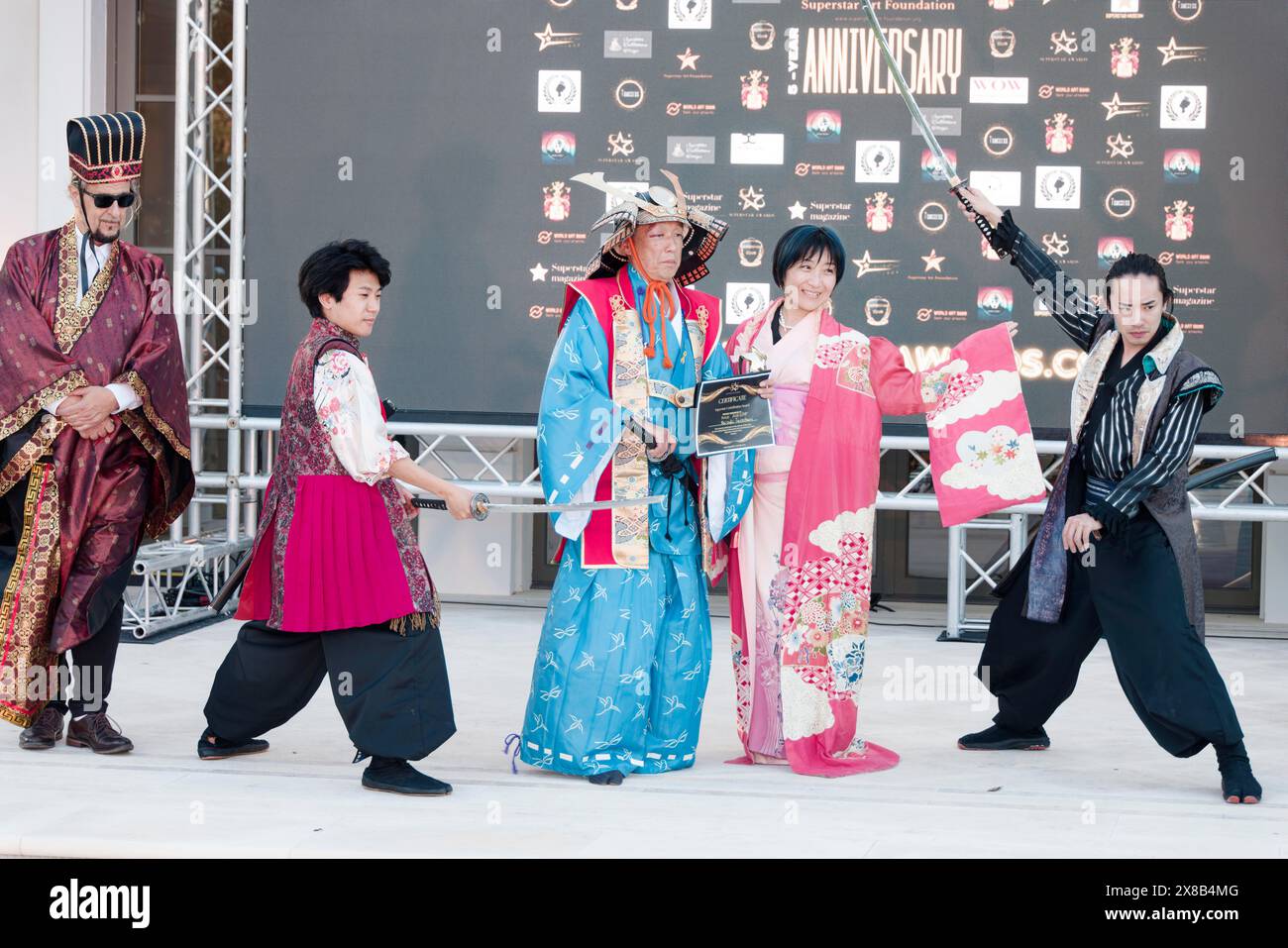 Vallauris, France. 22nd May, 2024. Alain Zirah and peace activist Daisuke Tarutani attend the ...