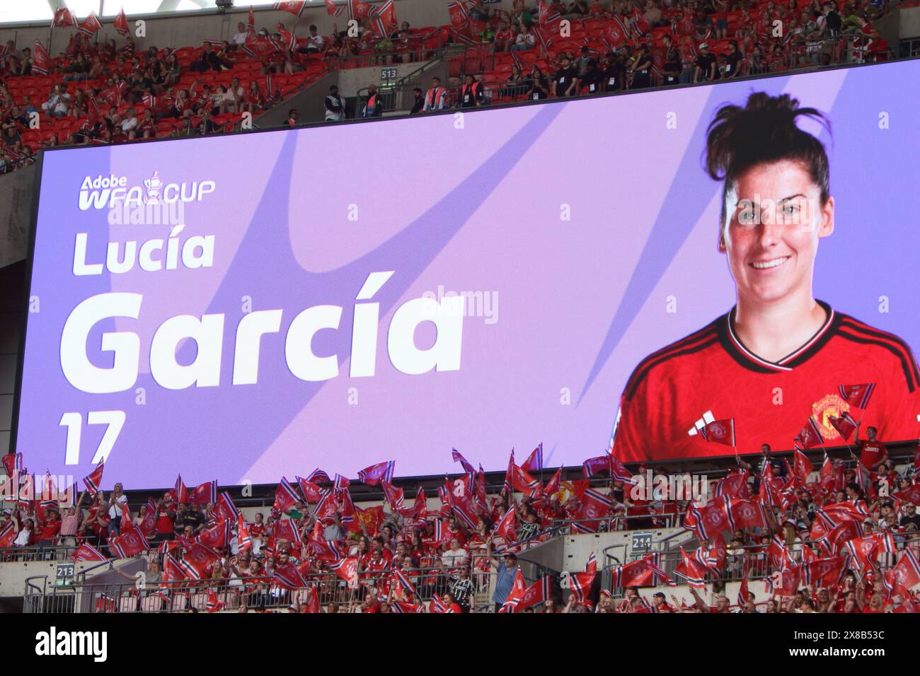 Lucia Garcia on big screen Adobe FA Women's Cup final, Manchester ...
