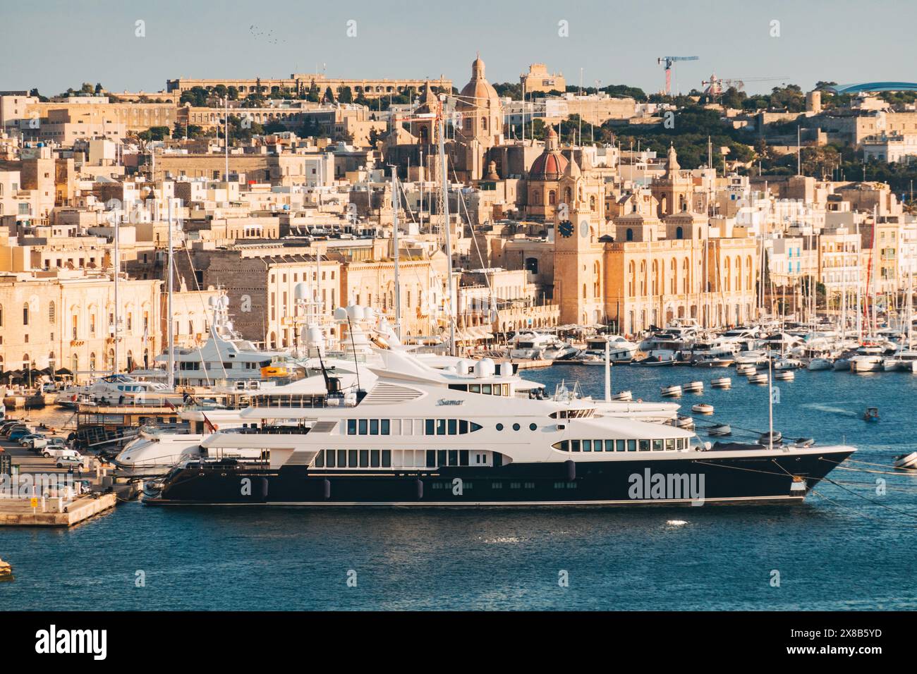 The SAMAR superyacht by Devonport Yachts, moored in Valletta, Malta, on ...