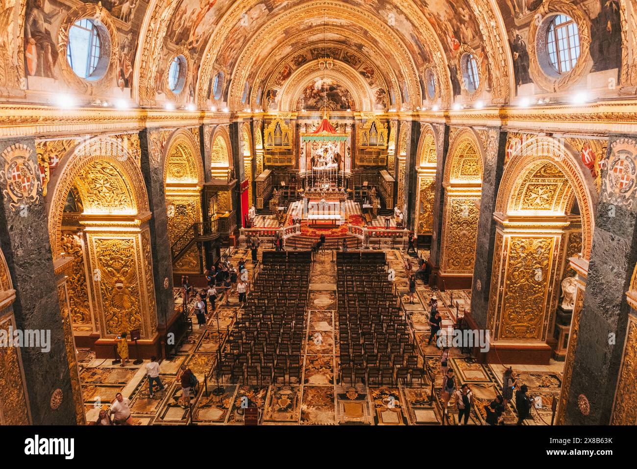 View from St. John's Co-Cathedral balcony in Valletta, Malta, with ...
