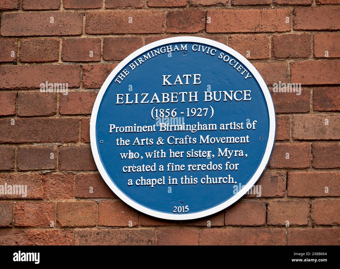 Kate Elizabeth Bunce blue plaque, Highgate, Birmingham, UK Stock Photo ...