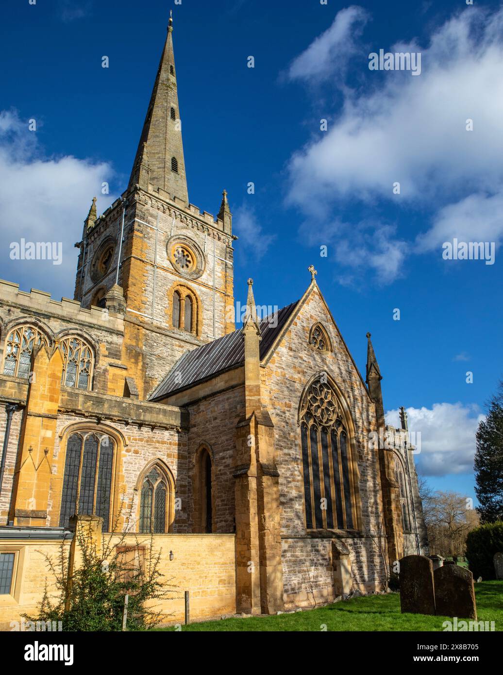 The exterior of Holy Trinity Church in Stratford-Upon-Avon, UK. It is ...