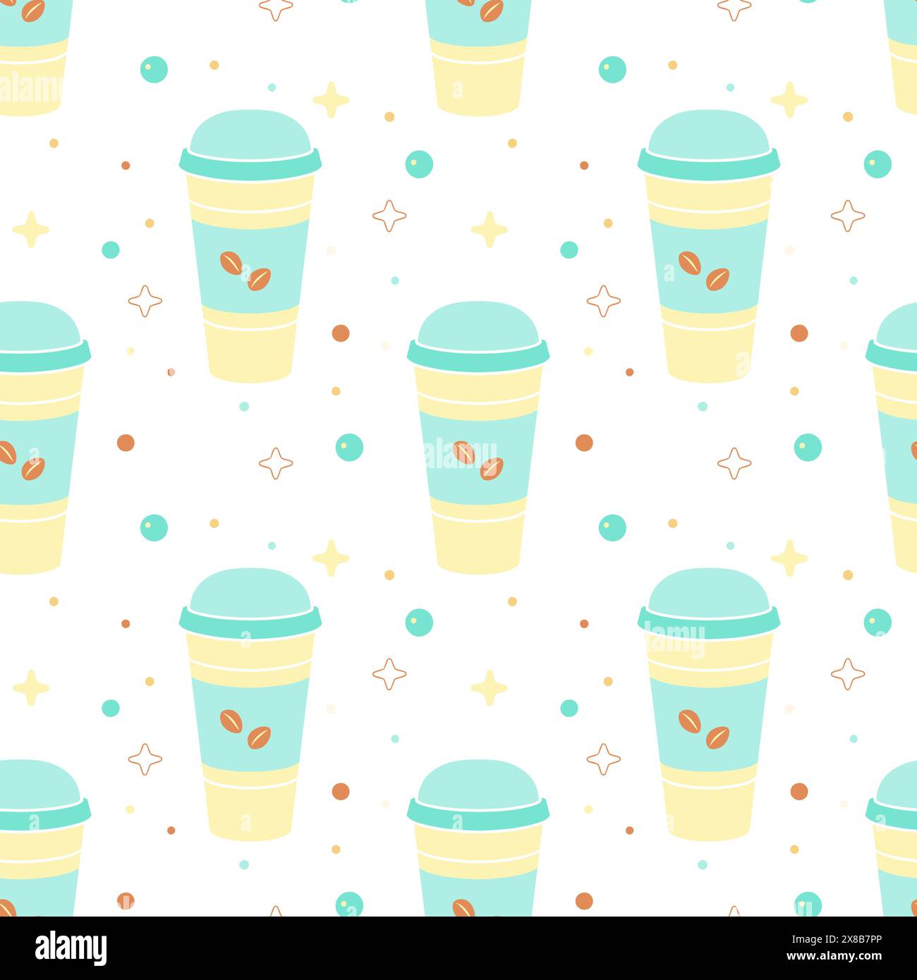 Paper or plastic cup with drink and coffee beans on background of ...