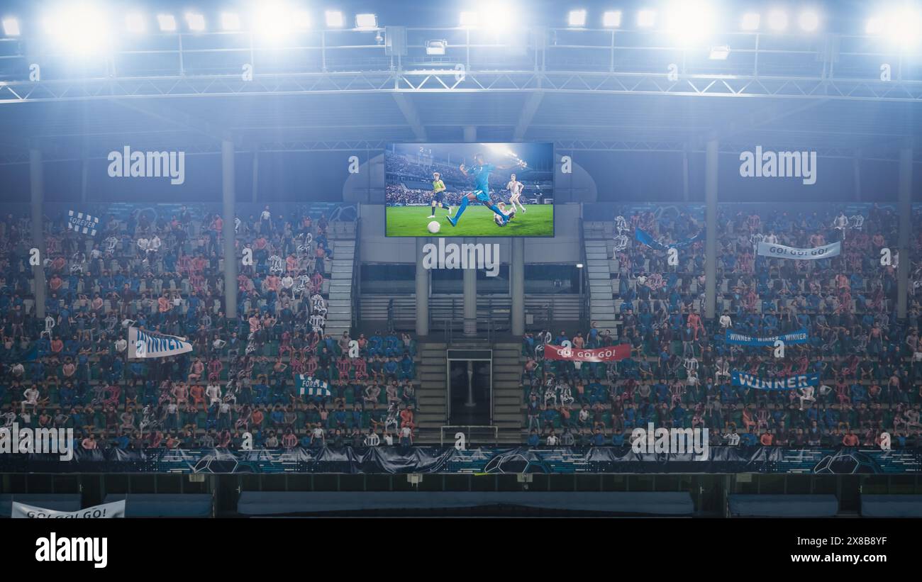 Football Soccer Championship Stadium Match, Scoreboard Screen Showing ...
