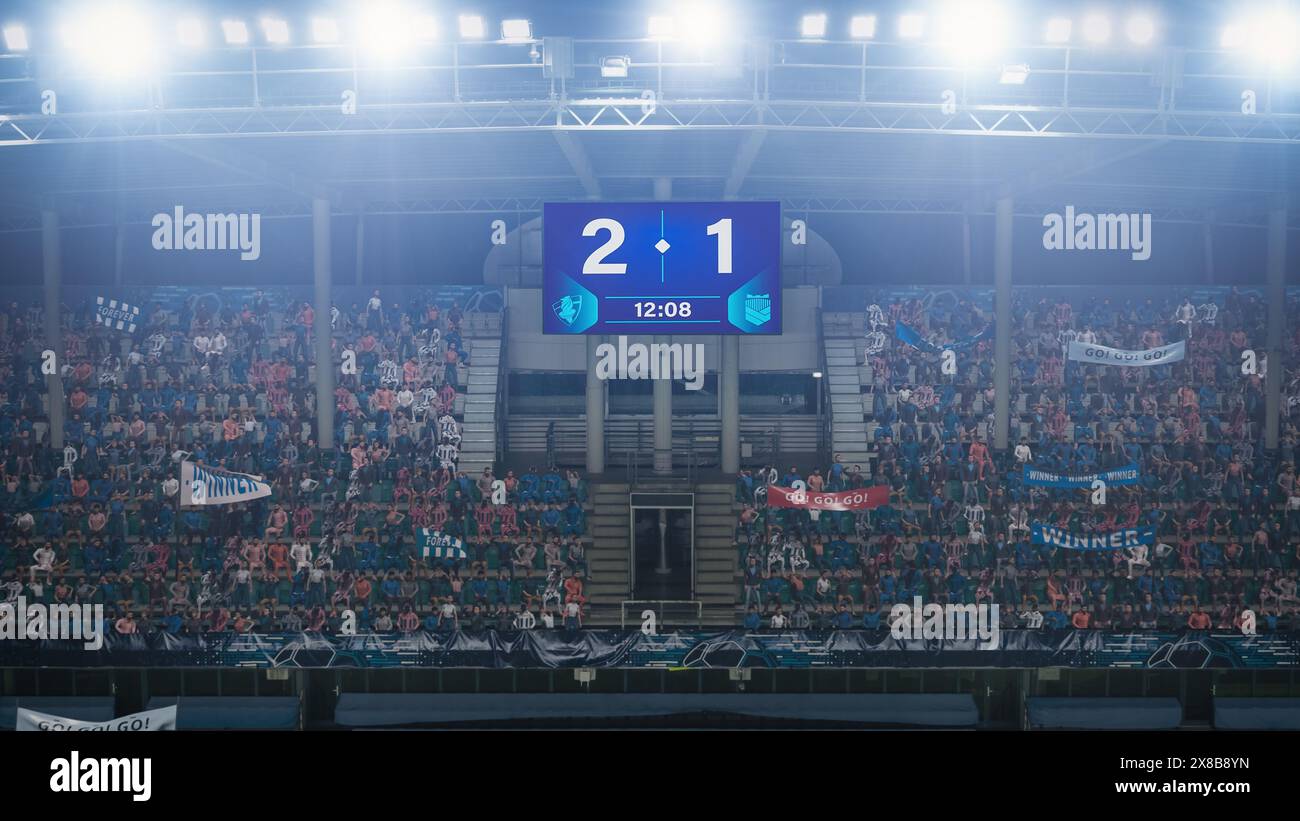 Football Soccer Stadium Championship Match, Scoreboard Screen Showing ...