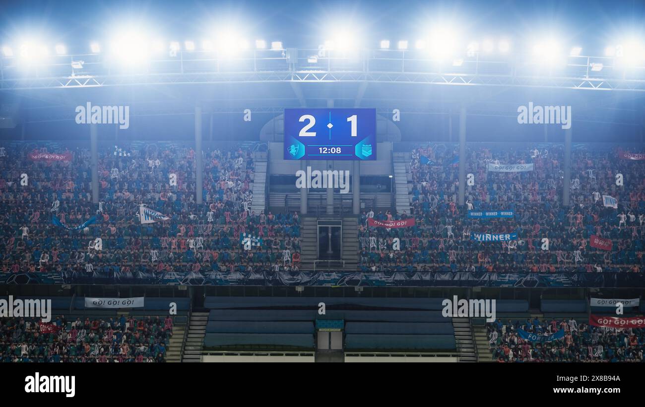 Football Soccer Stadium Championship Match, Scoreboard Screen Showing ...
