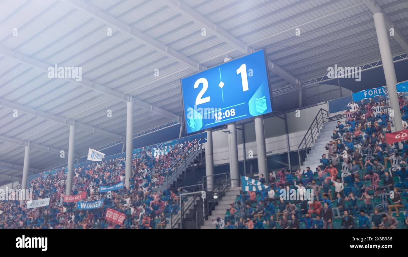 Football Soccer Stadium Championship Match, Scoreboard Screen Showing ...