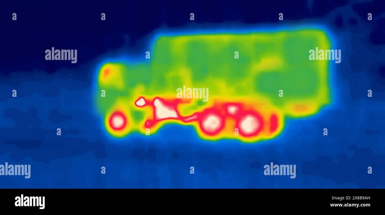 Heavy-duty vehicle, truck. Image from thermal imager device Stock Photo ...