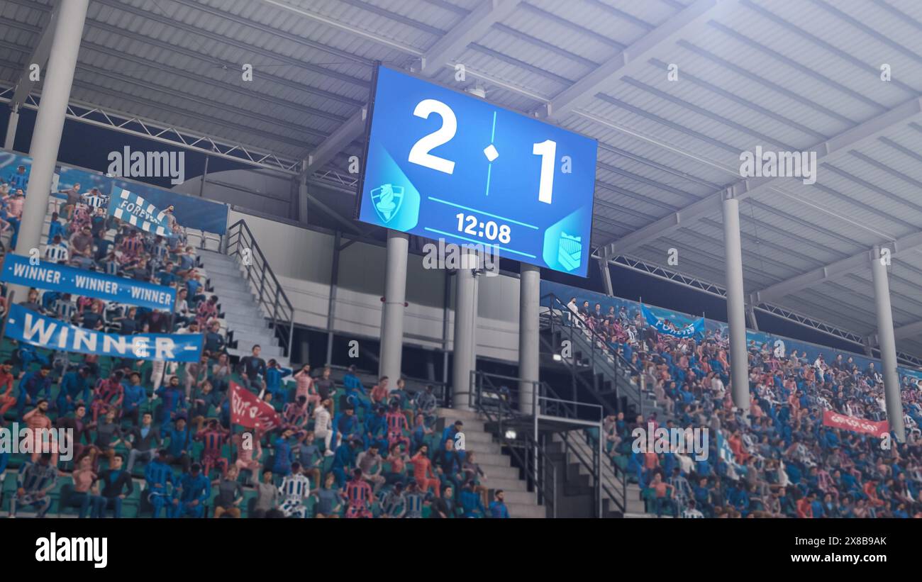 Football Soccer Stadium Championship Match, Scoreboard Screen Showing ...