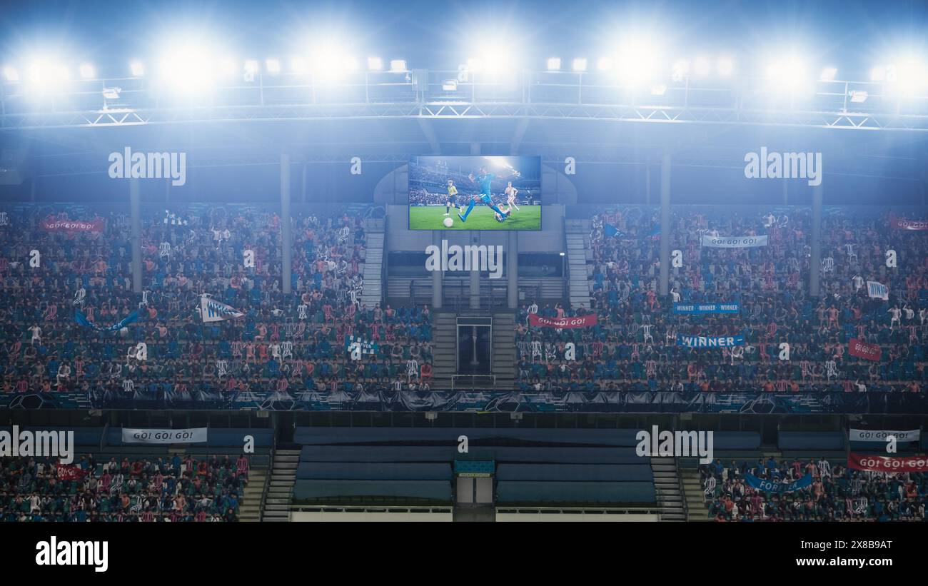 Football Soccer Championship Stadium Match, Scoreboard Screen Showing ...