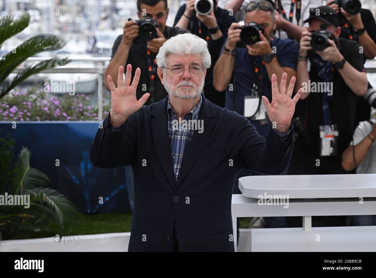 George Lucas attends a photocall as he has been awarded an Honorary ...