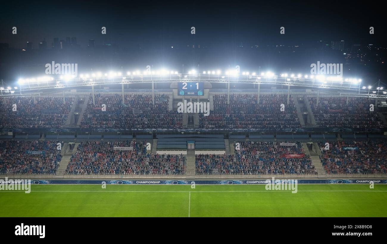 Football Soccer Stadium Championship Match, Scoreboard Screen Showing ...