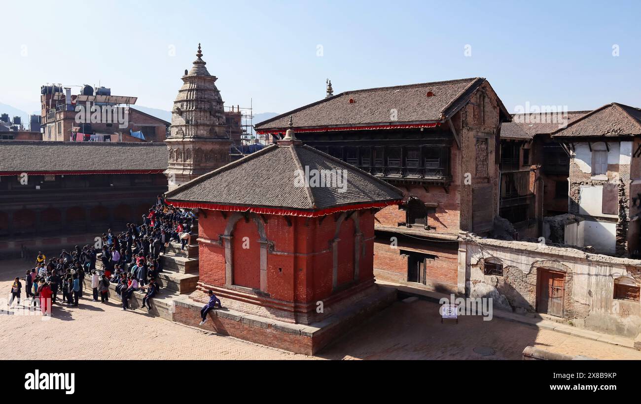 NEPAL, KATHMANDU, BHAKTAPUR DURBAR SQUARE, December 2023, Tourist at ...