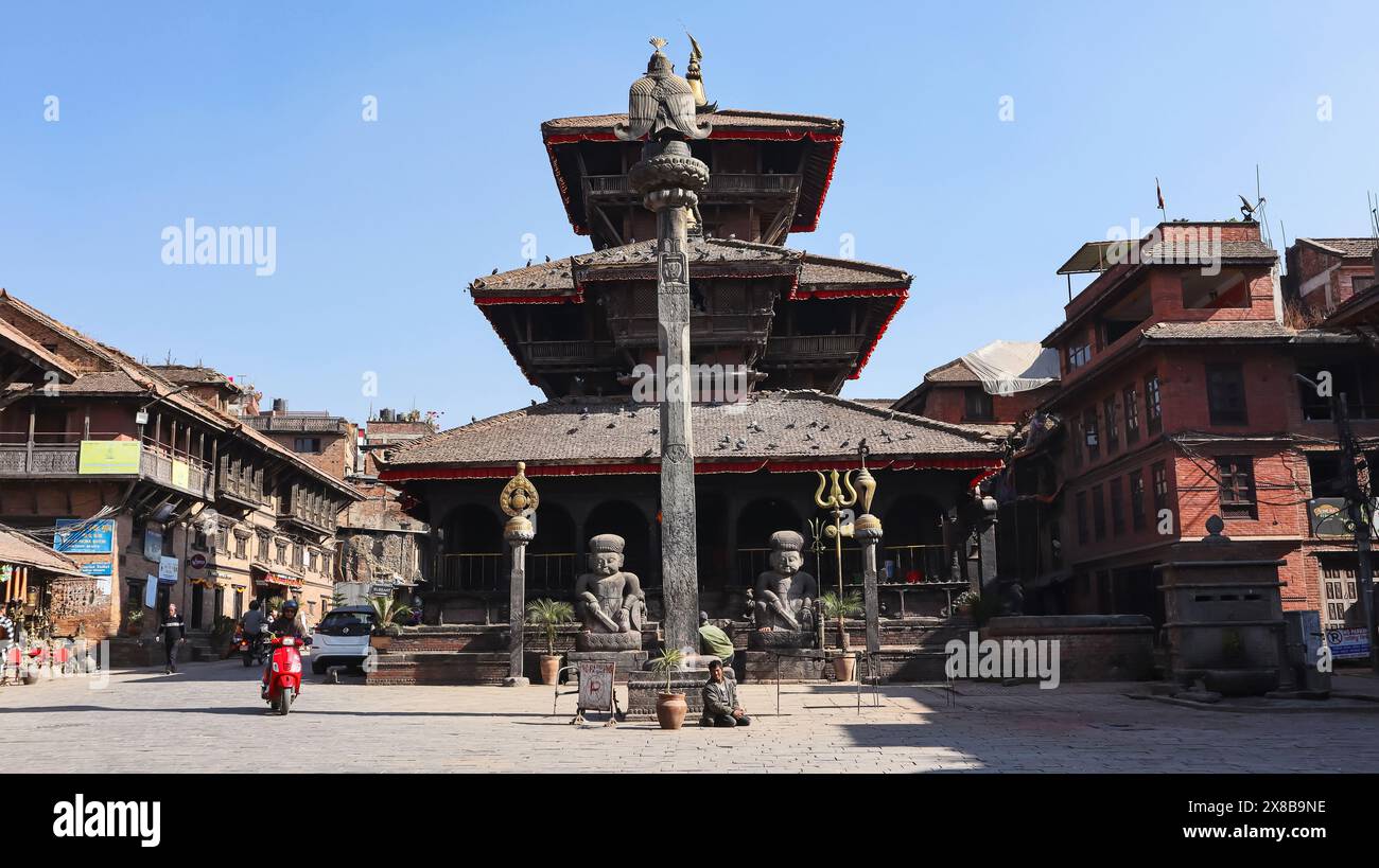 NEPAL, KATHMANDU, BHAKTAPUR, December 2023, Tourist at Dattatreya ...