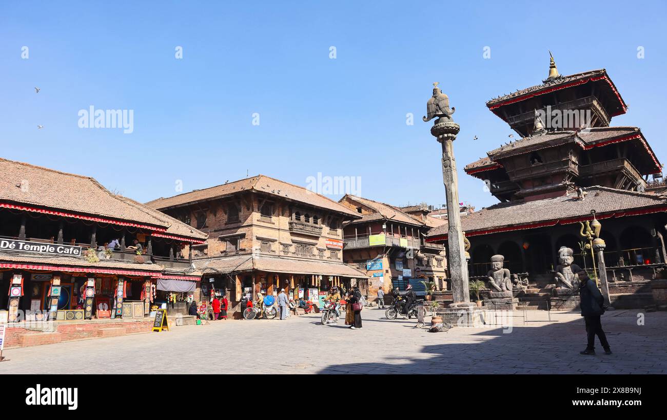 NEPAL, KATHMANDU, BHAKTAPUR, December 2023, Tourist at Dattatraya ...