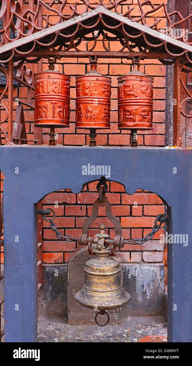 View of Buddhist Temple Bells, Drugan Jangchu Monastery Near Swyambhu ...
