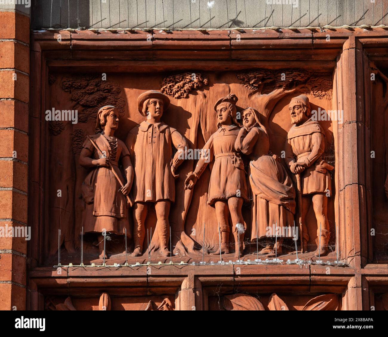 Stratford-Upon-Avon, UK - Feb 12th 2024: Terracotta frieze depicting a ...