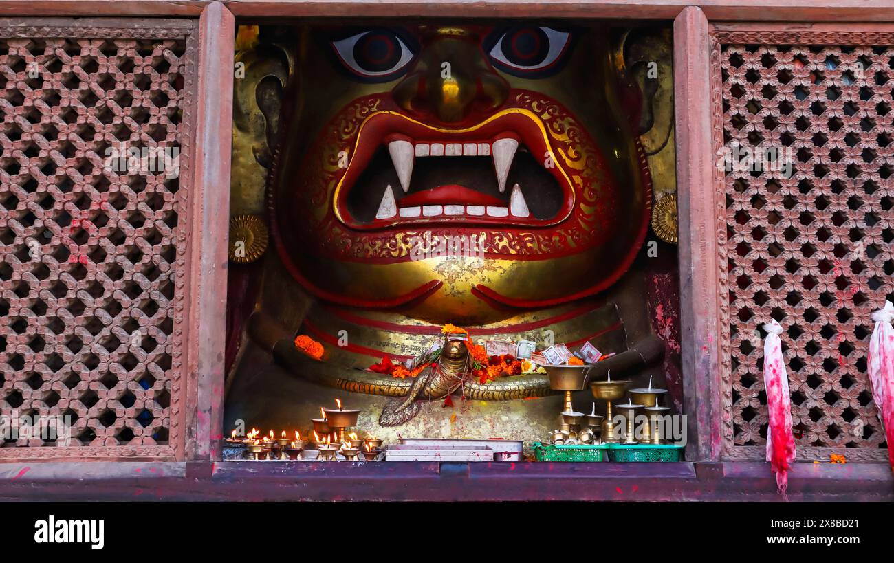 View of Statue of Swet Bahirav in Campus of Kathmandu Durbar Square ...