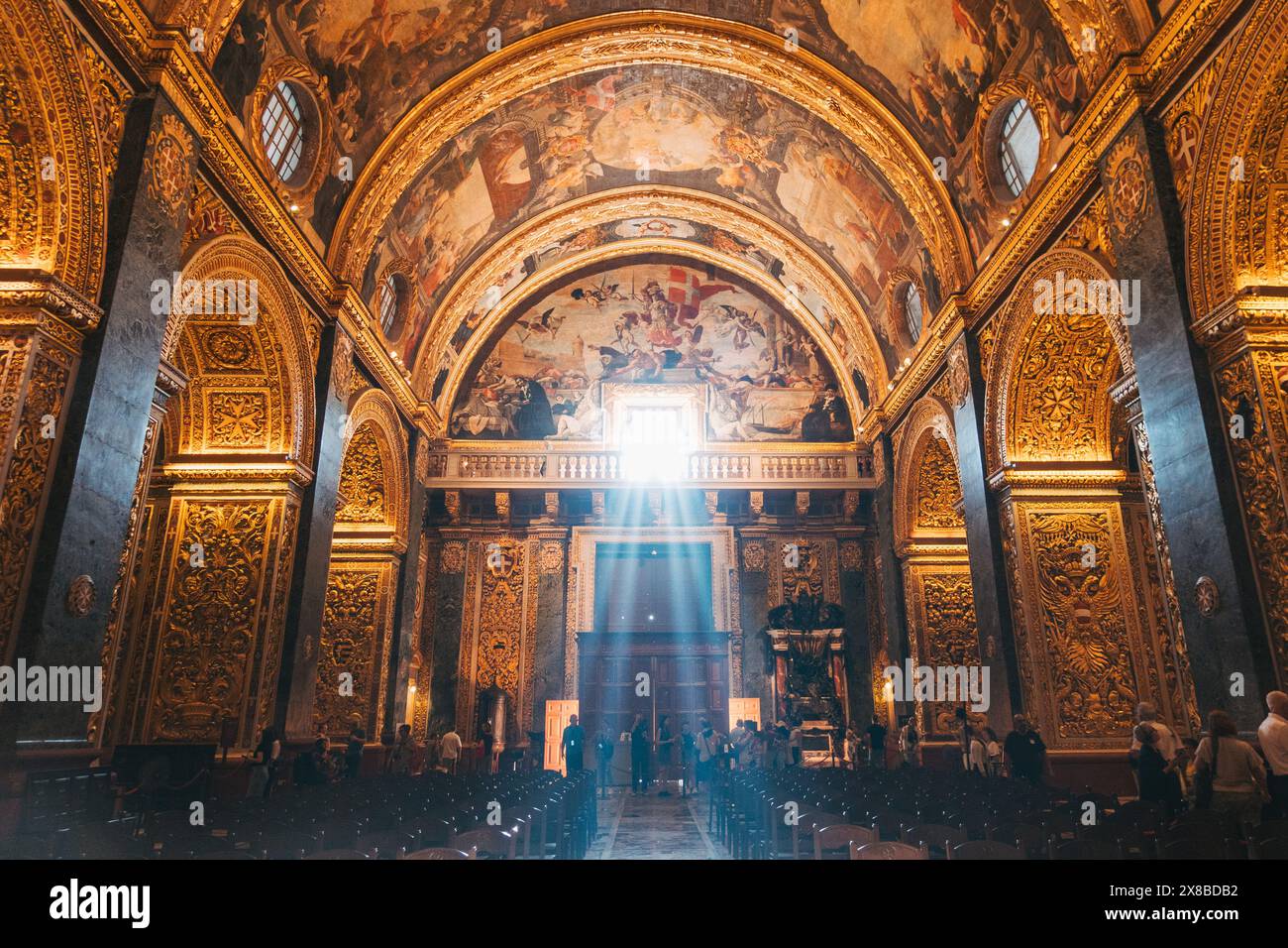 A single beam of sunlight streams into the St. John's Co-Cathedral like ...