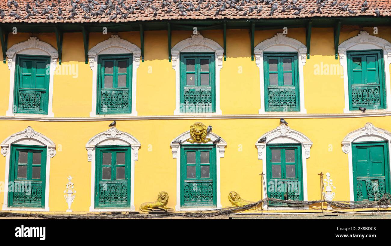 Old House Windows Near Boudhanath Stupa, Kathmandu, Nepal Stock Photo ...