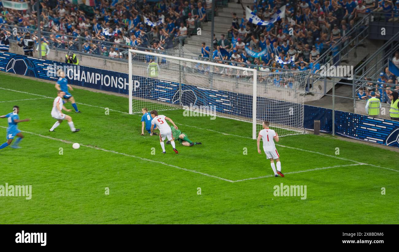 Football Championship Stadium with Crowd of Fans: Soccer Football Match ...