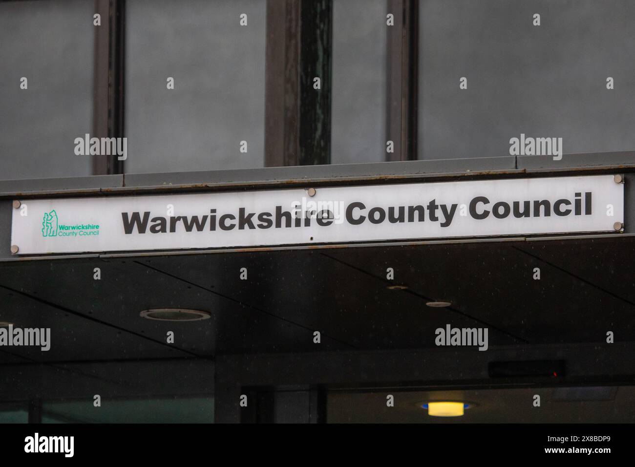Warwick, UK - February 13th 2024: A sign above the entrance to Shire ...